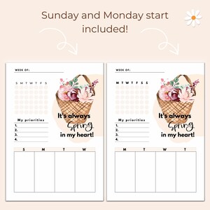 Weekly Planner Printable, Week at a Glance Printable, Weekly Planner ...