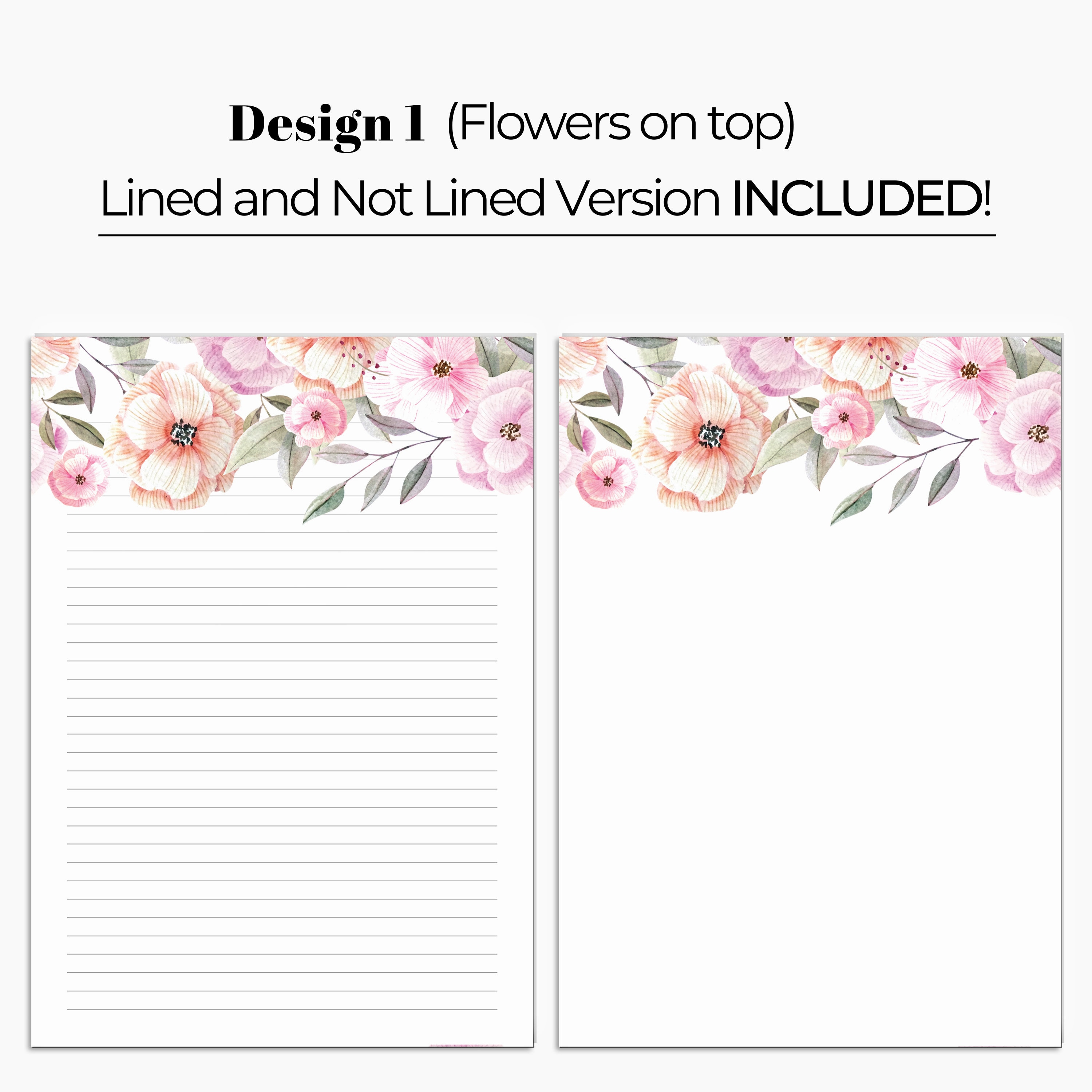 Printable Floral Lined Paper Pastel Writing Paper Printable - Etsy