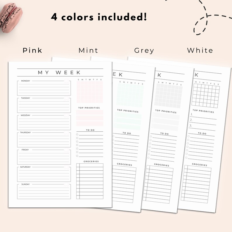 Undated Weekly Planner Printable Weekly Organizer Weekly - Etsy