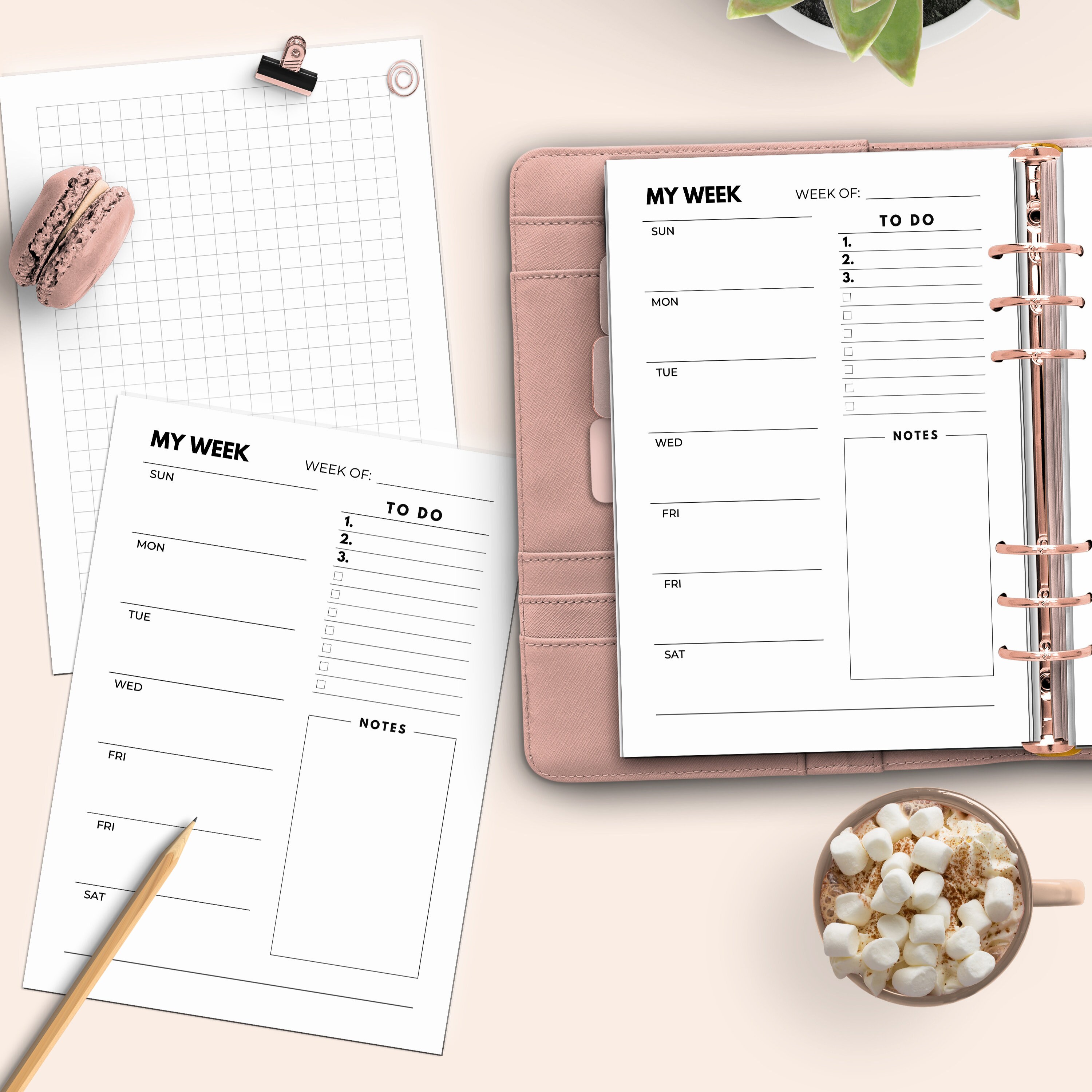 Weekly Planner Printable Week at a Glance Printable Weekly | Etsy