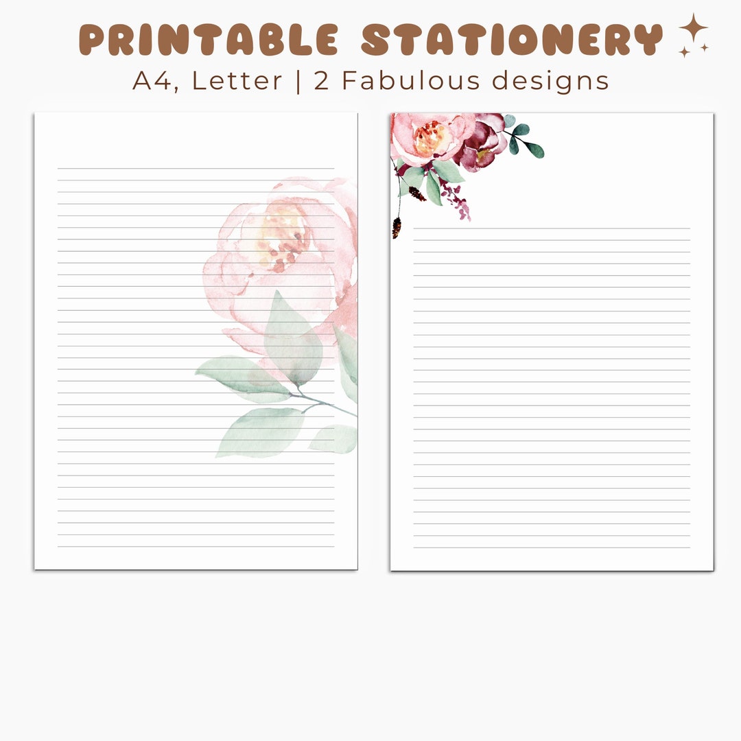 Floral Watercolor Printable Stationery Beautiful Printable - Etsy