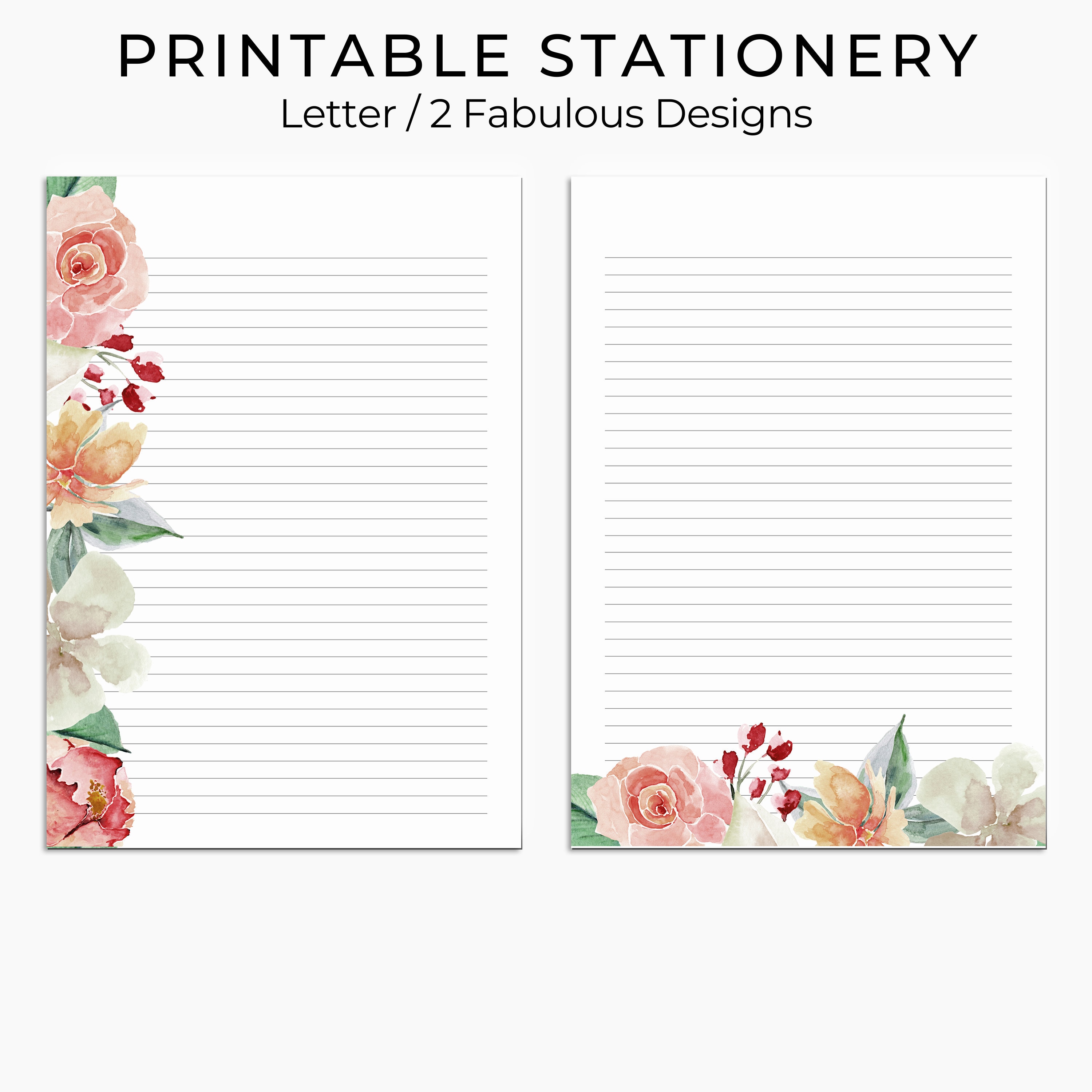 Floral Stationery Printable Printable Stationery Paper - Etsy