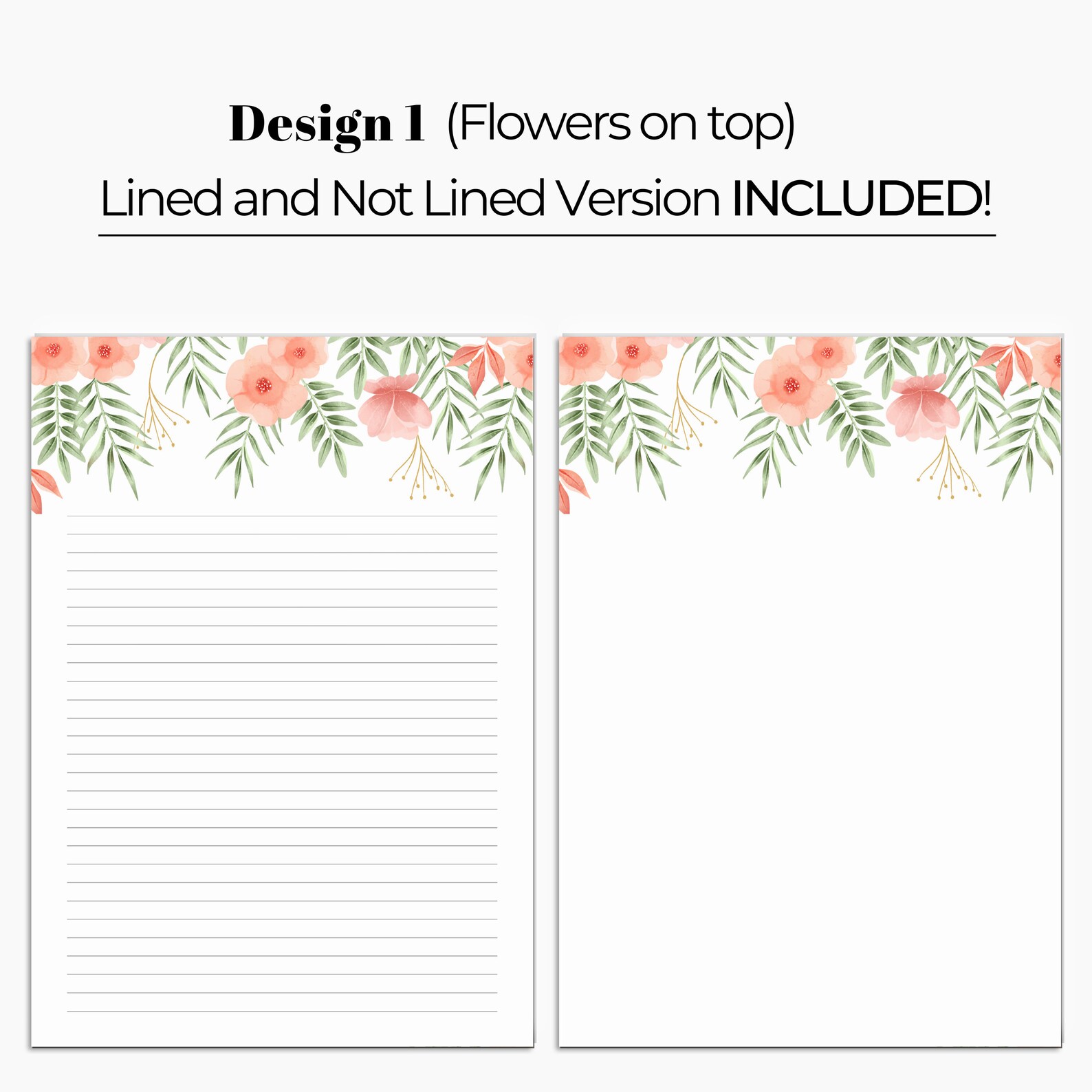 Printable Floral Writing Paper Printable Stationery Lined | Etsy
