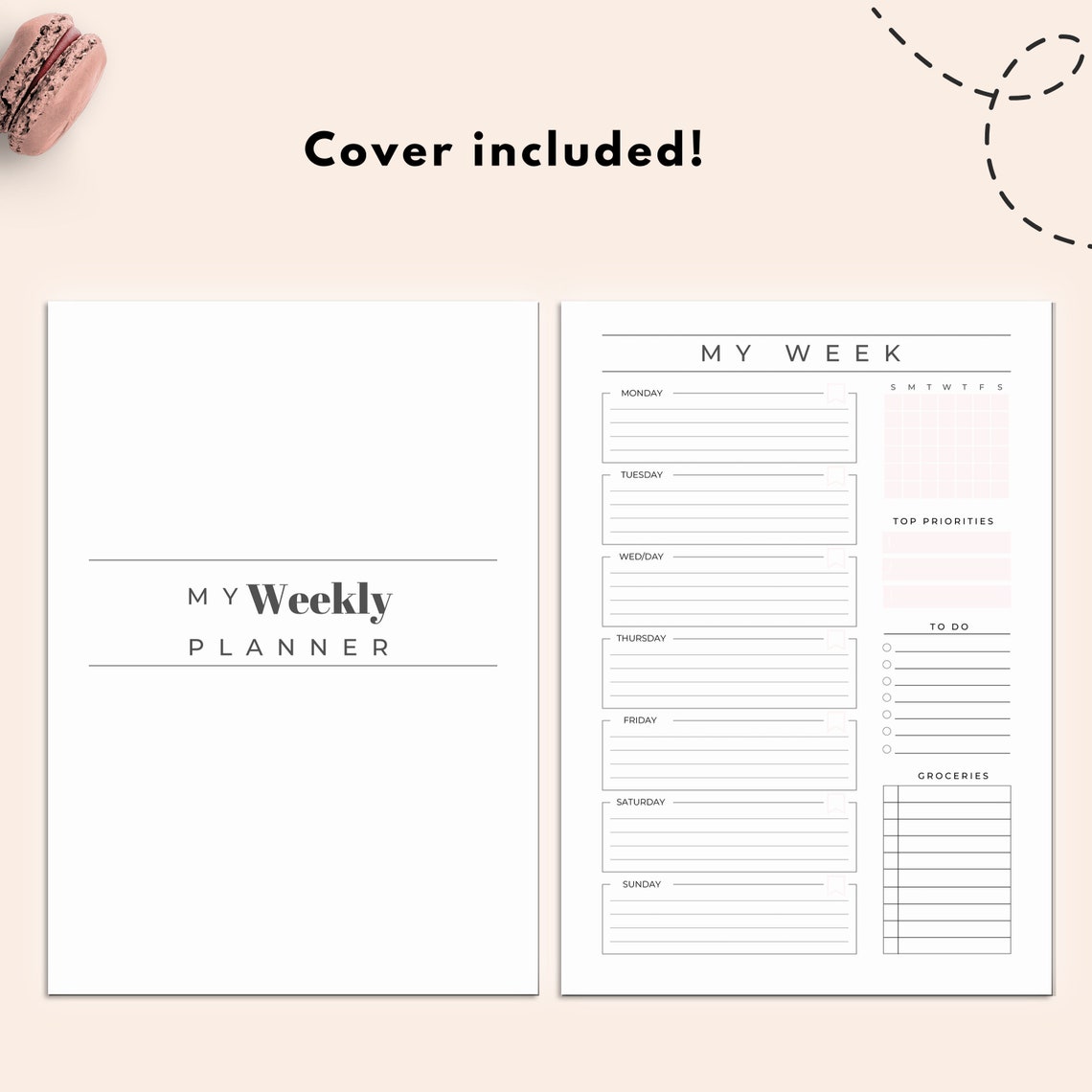 Undated Weekly Planner Printable Weekly Organizer Weekly - Etsy