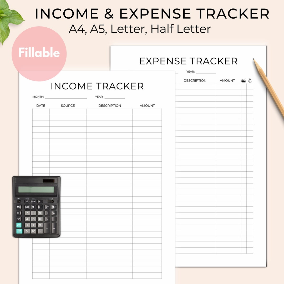 Income and Expense Tracker Printable, Spending Tracker, Income Log ...