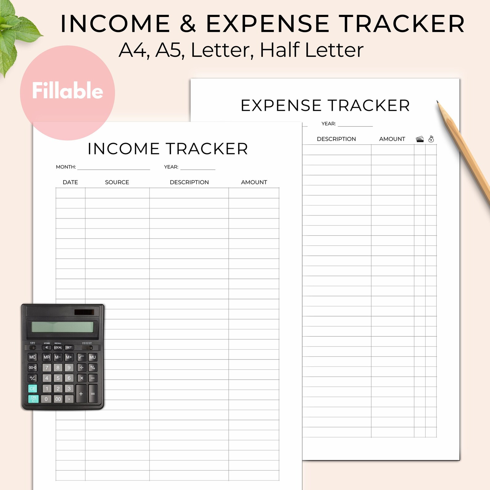 Income and Expense Tracker Printable Spending Tracker Income - Etsy