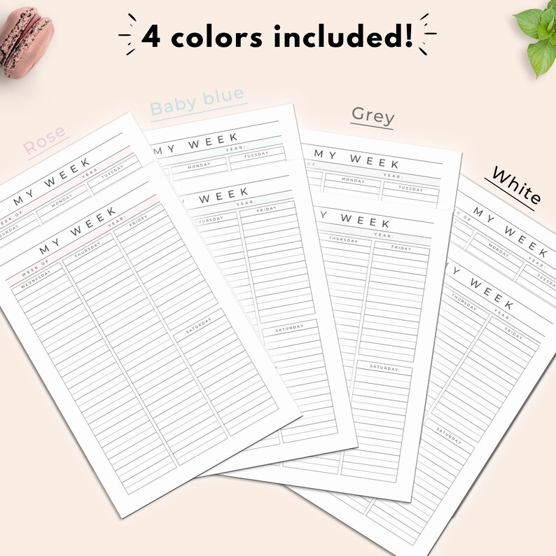 Week on Two Pages Printable Undated Weekly Planner W02P | Etsy