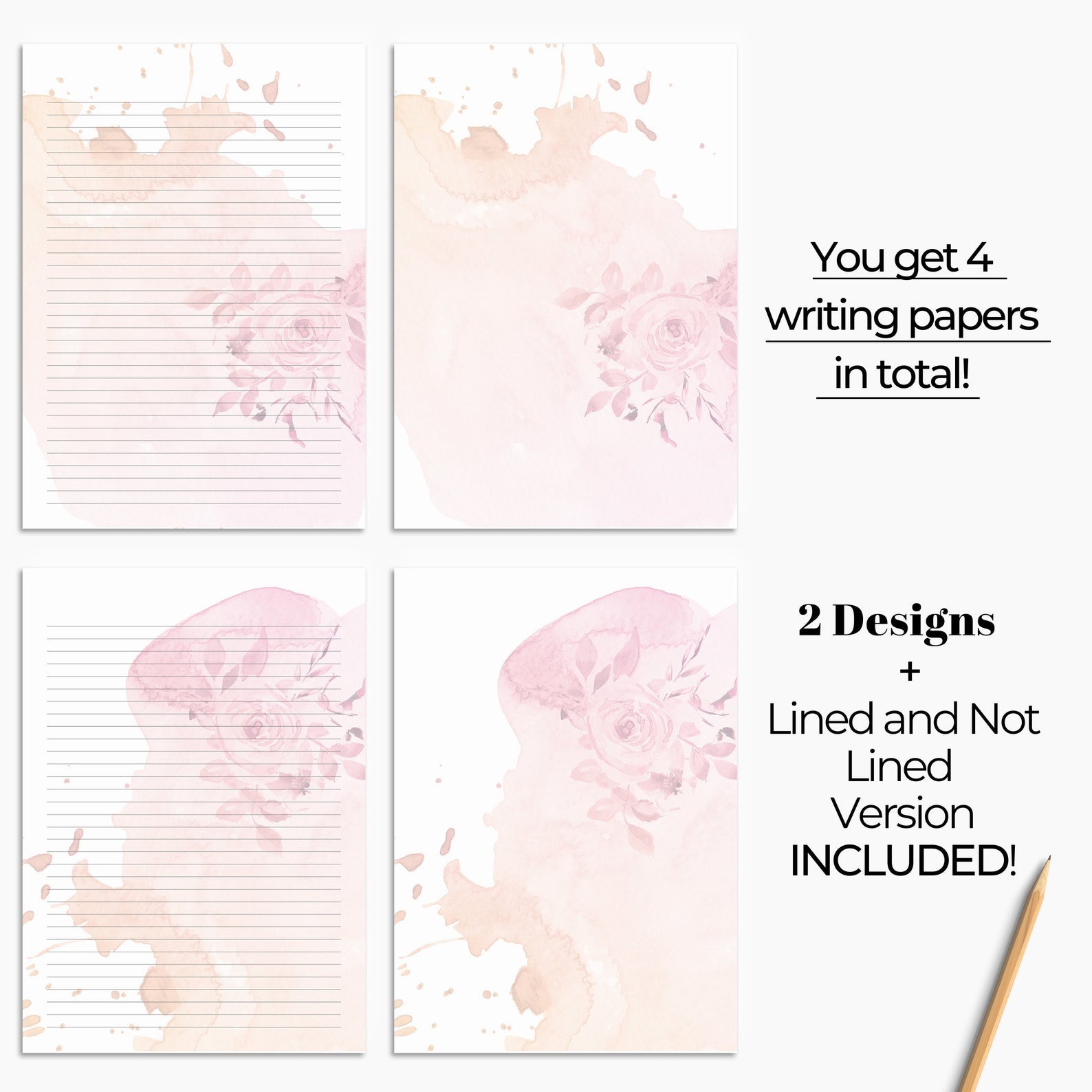 Watercolor Printable Stationary Printable Writing Paper - Etsy