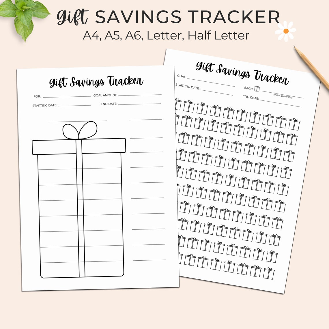 Gift Savings Tracker Printable Savings Challenge Money - Etsy Canada