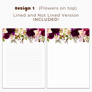 Purple Floral Printable Stationery, Letter, Printable Stationary ...