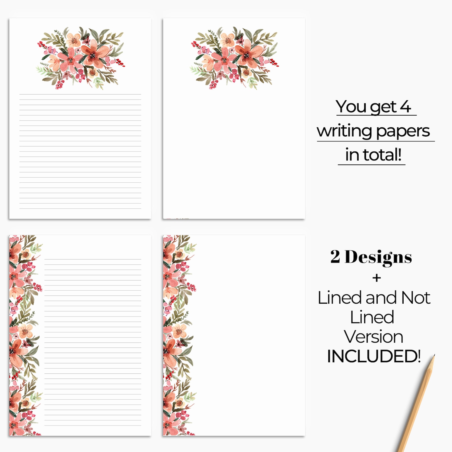 Boho Floral Printable Stationery Printable Writing Paper - Etsy