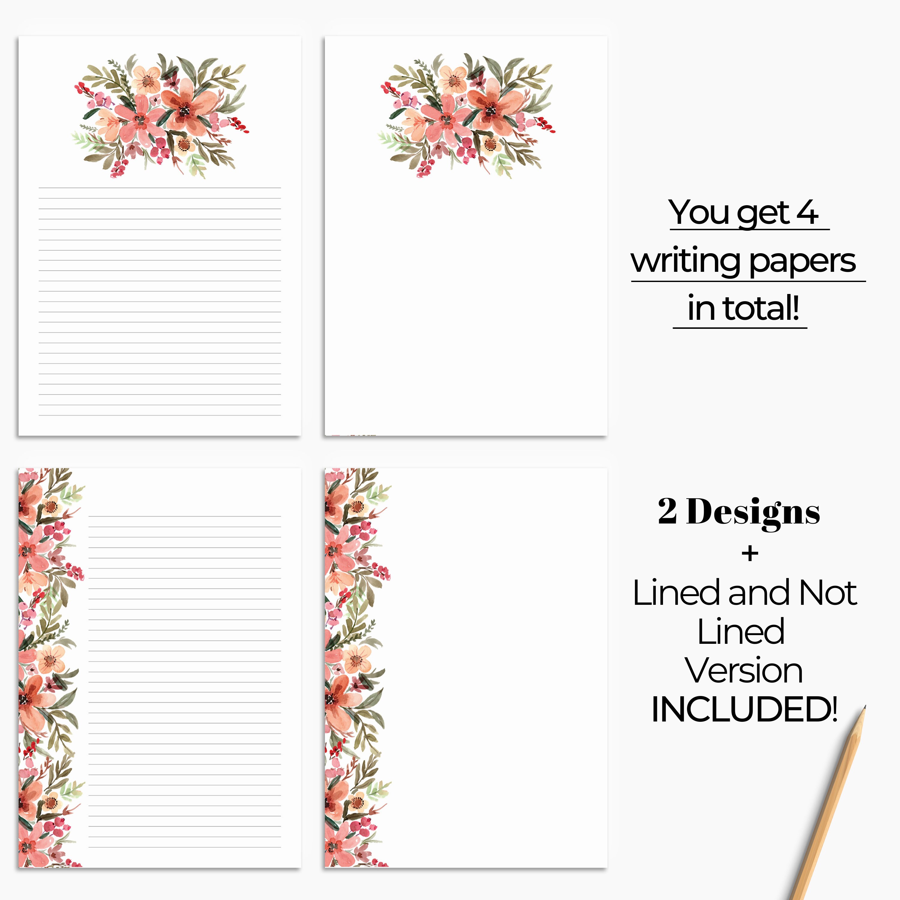 Boho Floral Printable Stationery Printable Writing Paper - Etsy