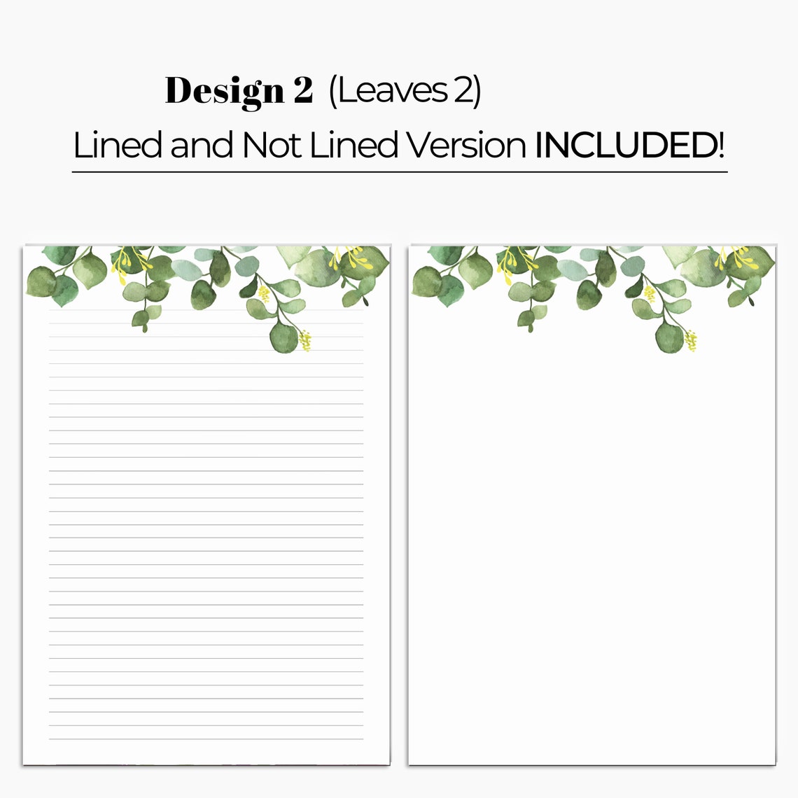 Green Leaves Printable Stationary Printable Writing Paper - Etsy