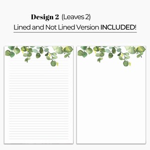 Green Leaves Printable Stationary Printable Writing Paper - Etsy