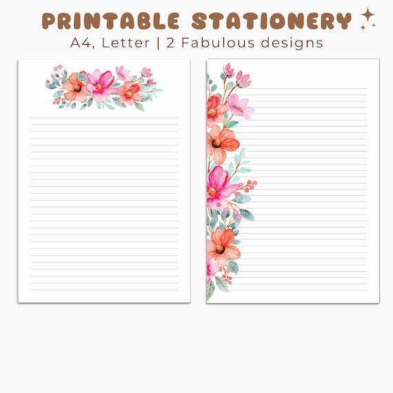 Printable Floral Stationary