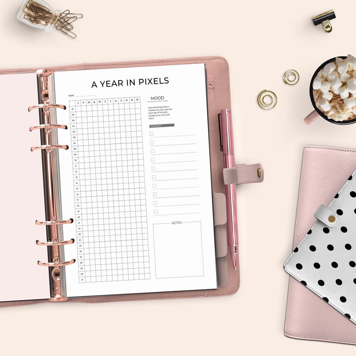 A Year in Pixels Printable Yearly Mood Tracker Year in - Etsy Canada