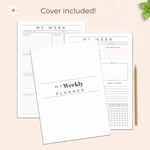Week at a Glance Printable, Weekly Planner Undated, Week on Two Pages ...