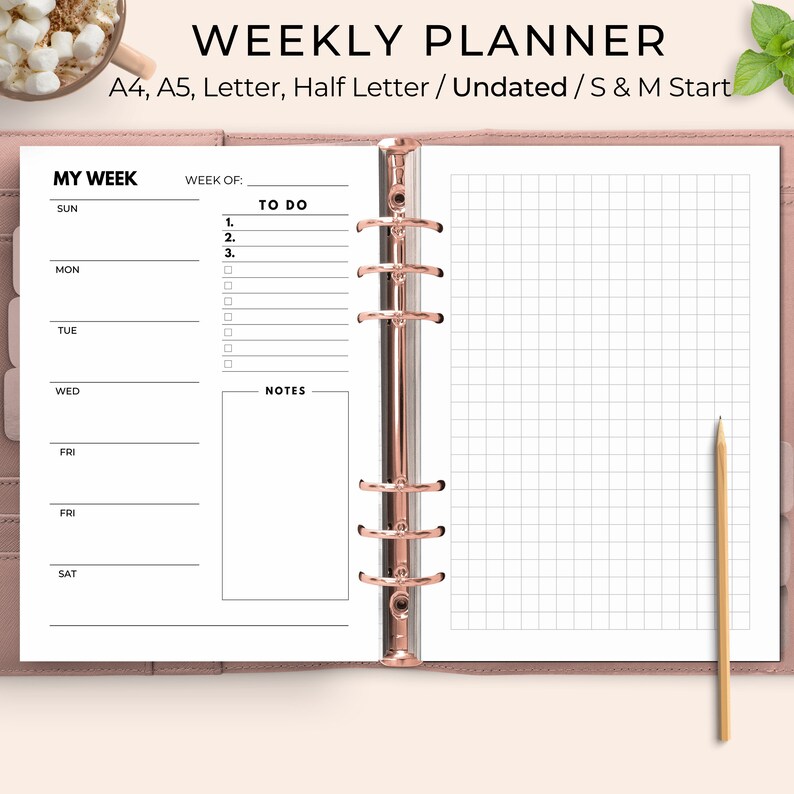 Weekly Planner Printable Week at a Glance Printable Weekly | Etsy