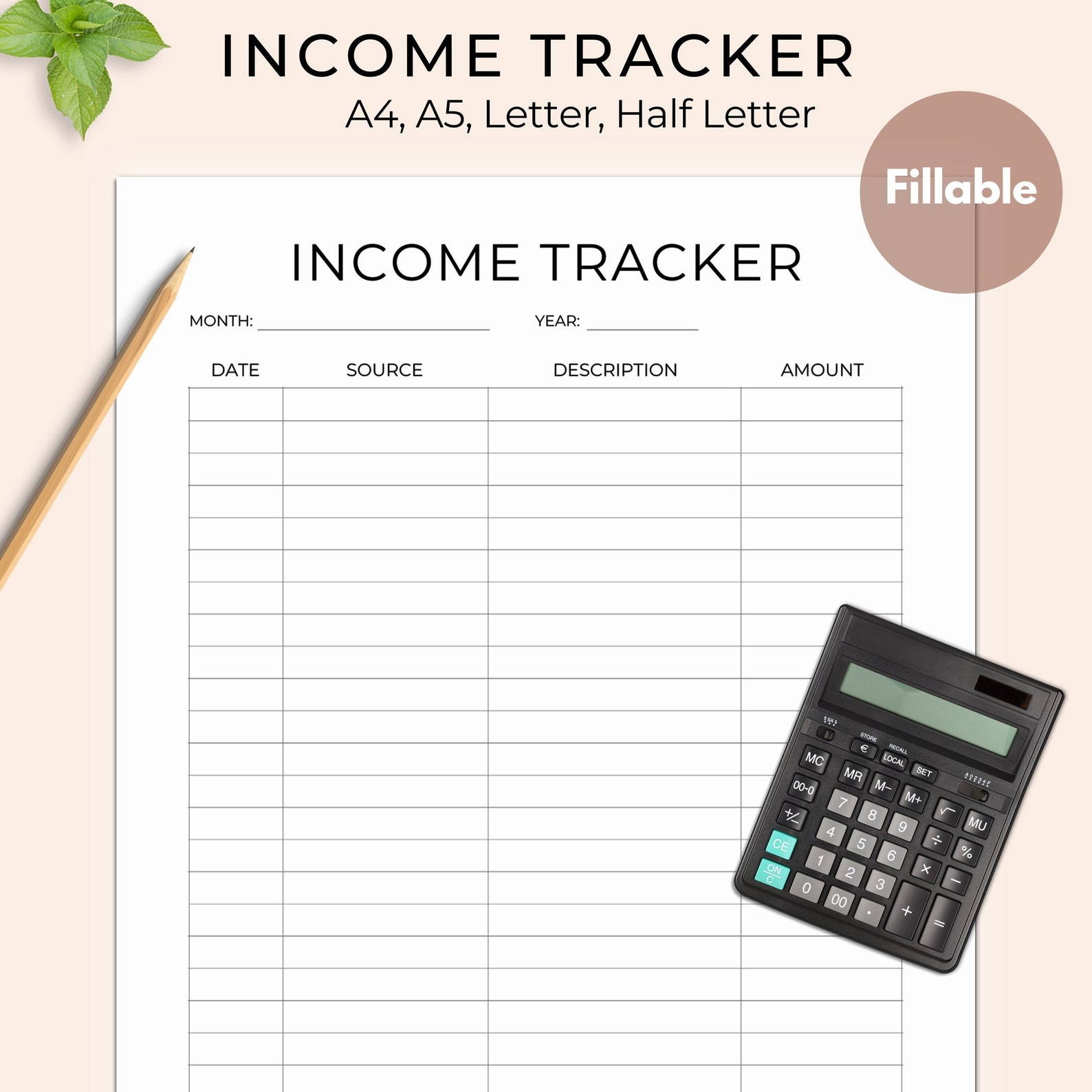 Income Tracker Printable Budget Planner Income Log Finance - Etsy