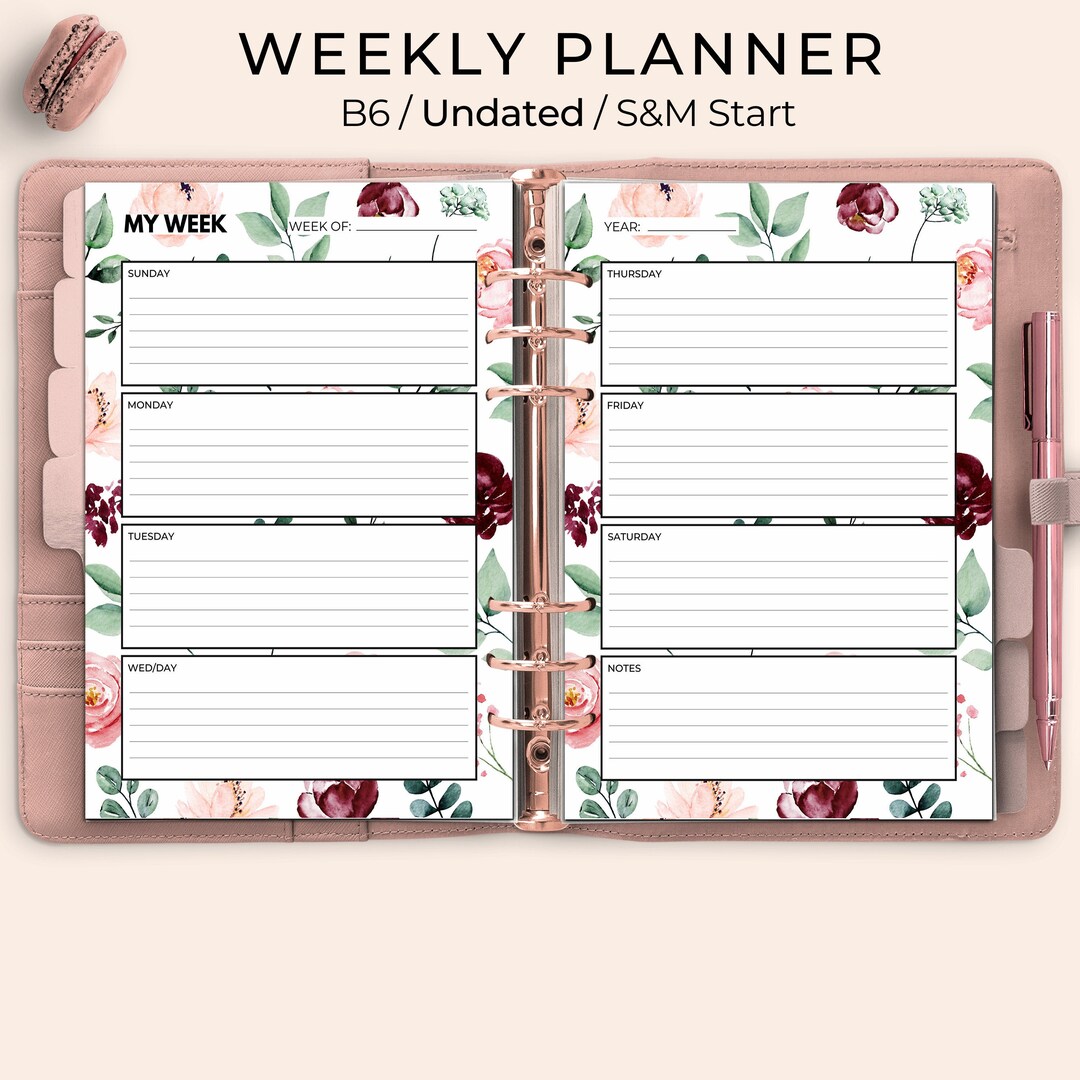 Weekly Planner Printable, Week at a Glance Printable, Weekly Planner ...