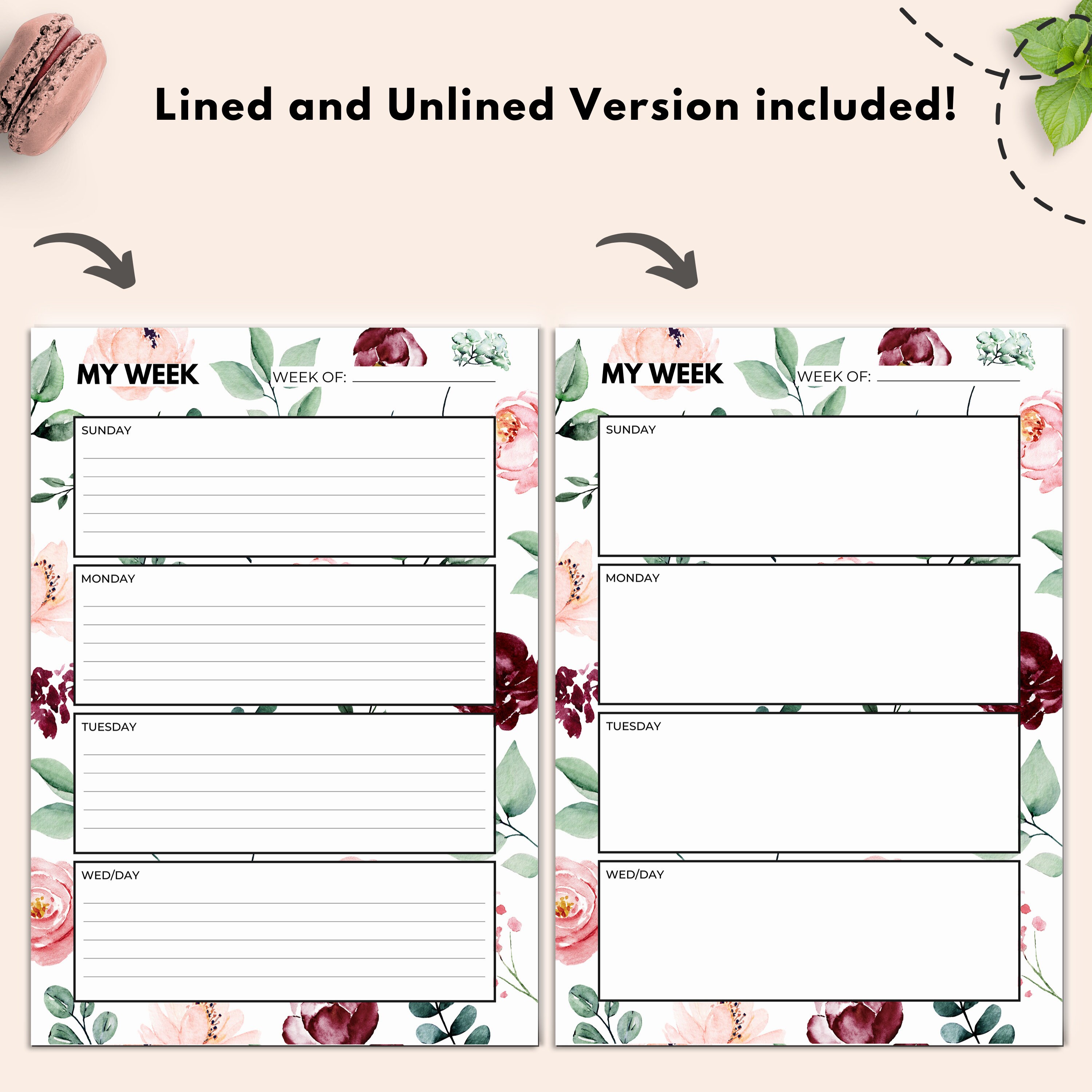 Weekly Planner Printable Week at a Glance Printable Weekly | Etsy