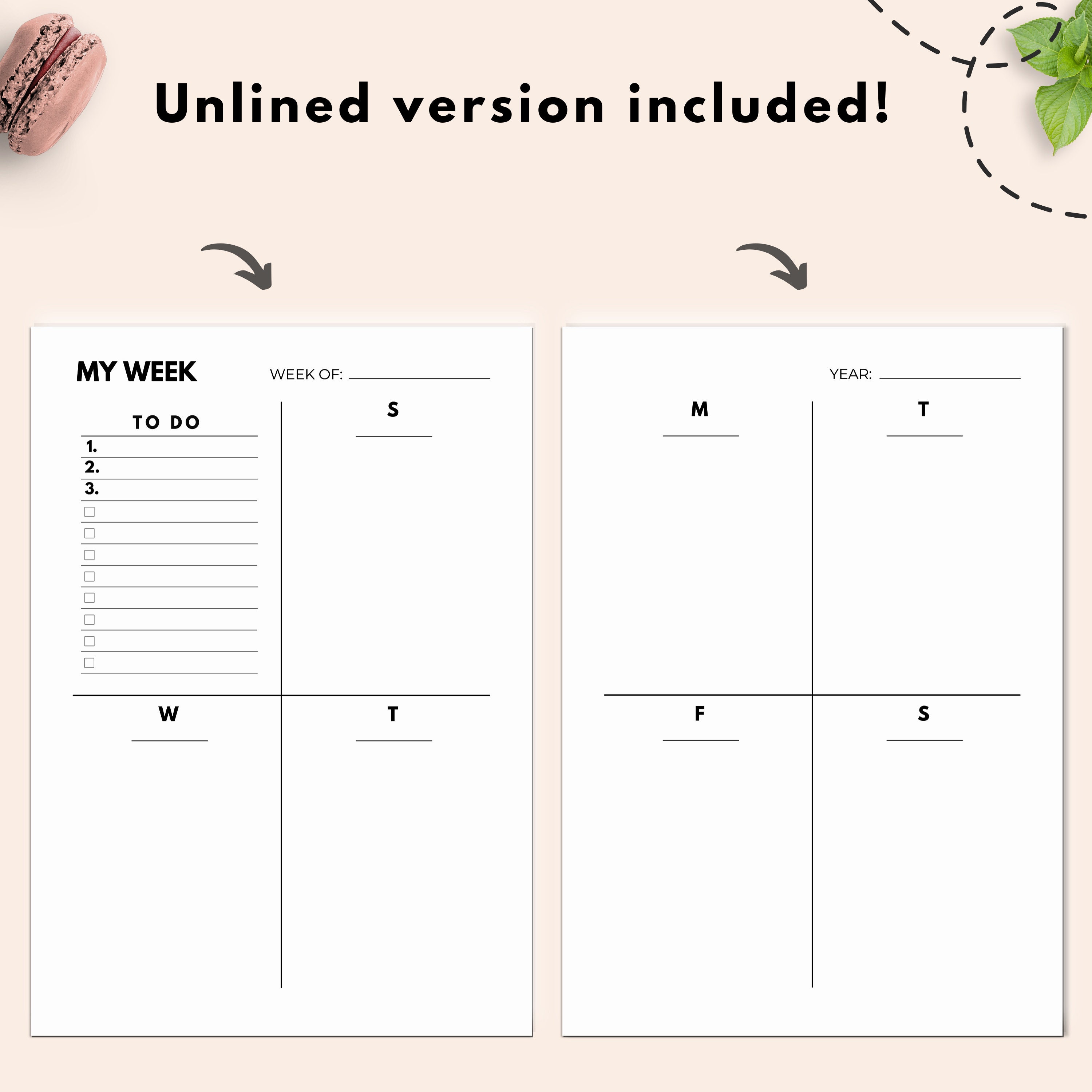 Weekly Planner Printable Week at a Glance Printable Weekly | Etsy