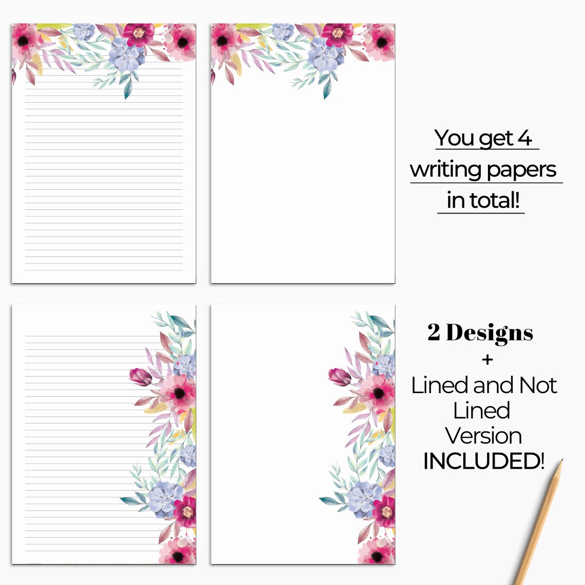 Floral Printable Stationery Printable Writing Paper - Etsy
