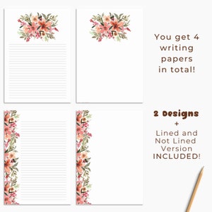 Boho Floral Printable Stationery, Printable Writing Paper, Printable ...