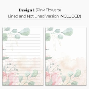 Floral Pink Printable Stationery Printable Stationery Paper | Etsy
