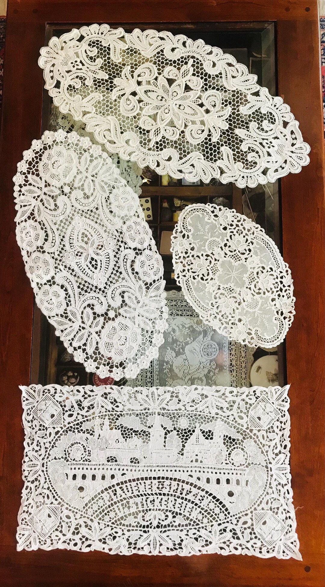 4 Plauen Lace Doilies/ Vintage Lace Doilies/ Plauen Lace/ Lance Doilies ...