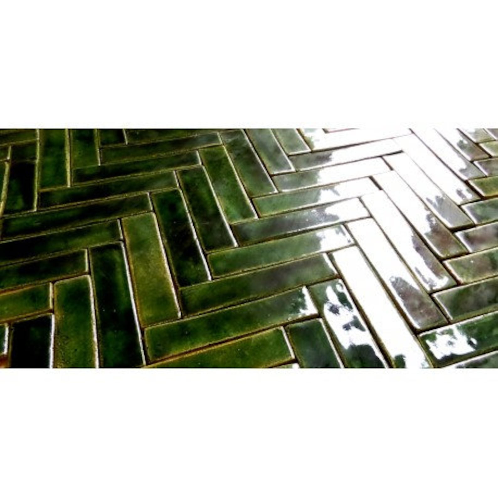 Tiles Mosaic Green Herringbone - Etsy
