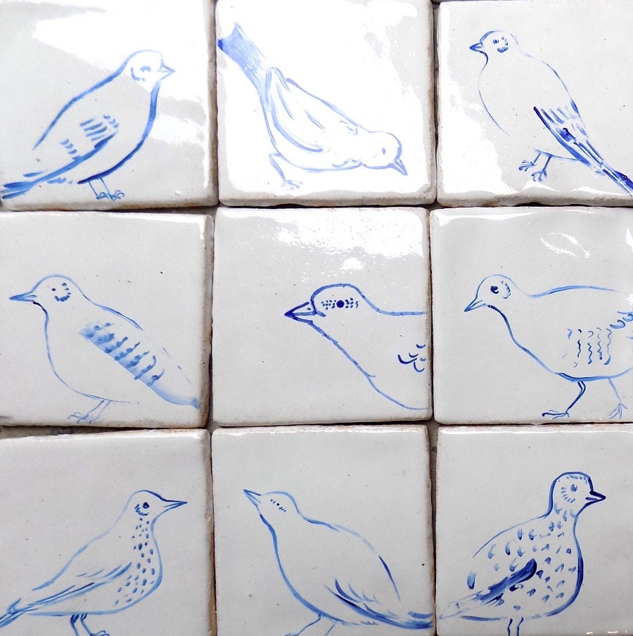 Tiles - Blue Birds - Etsy