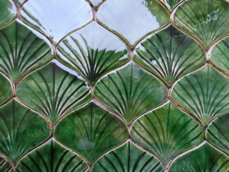 JAPANESE GREEN FAN Tiles - Etsy