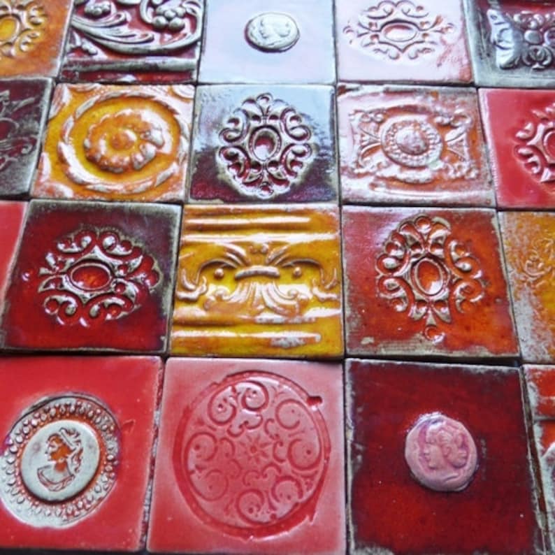 Tiles Red Baroque - Etsy