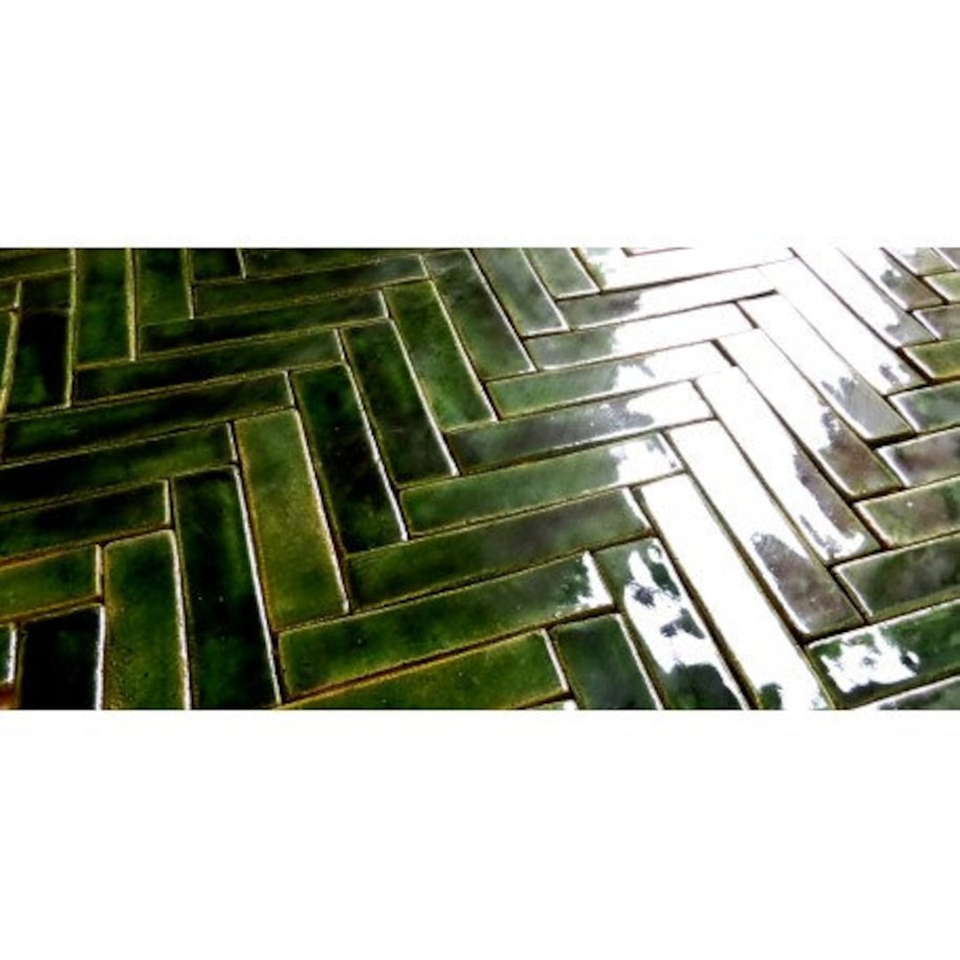 Tiles, Mosaic - Green Herringbone - Etsy