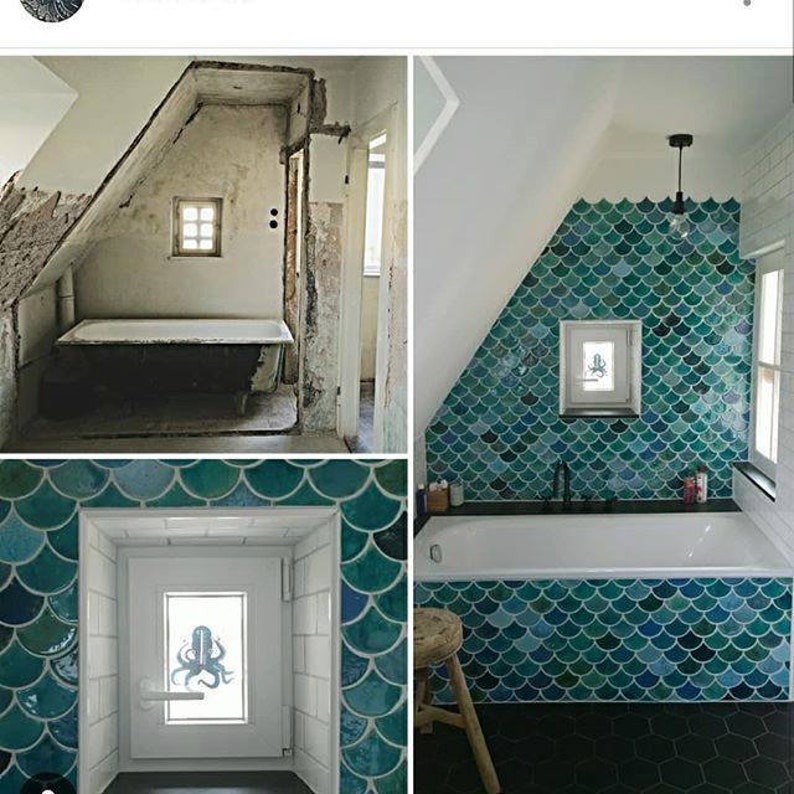 Tiles Fish Shells in Turquoise - Etsy