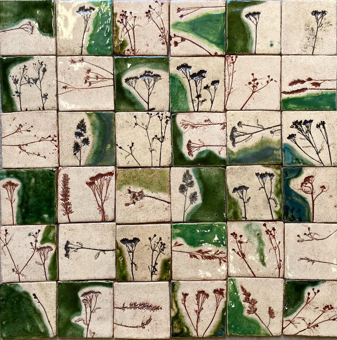 Tiles - Green Herbs - Etsy