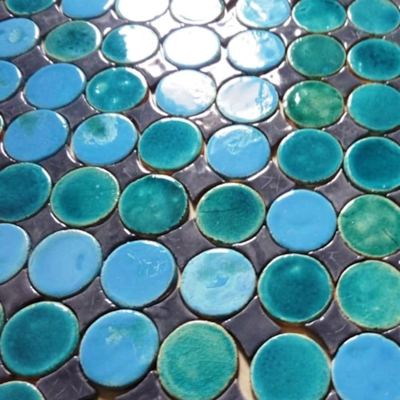 Tiles, Mosaic - Turquoise Circles - Etsy