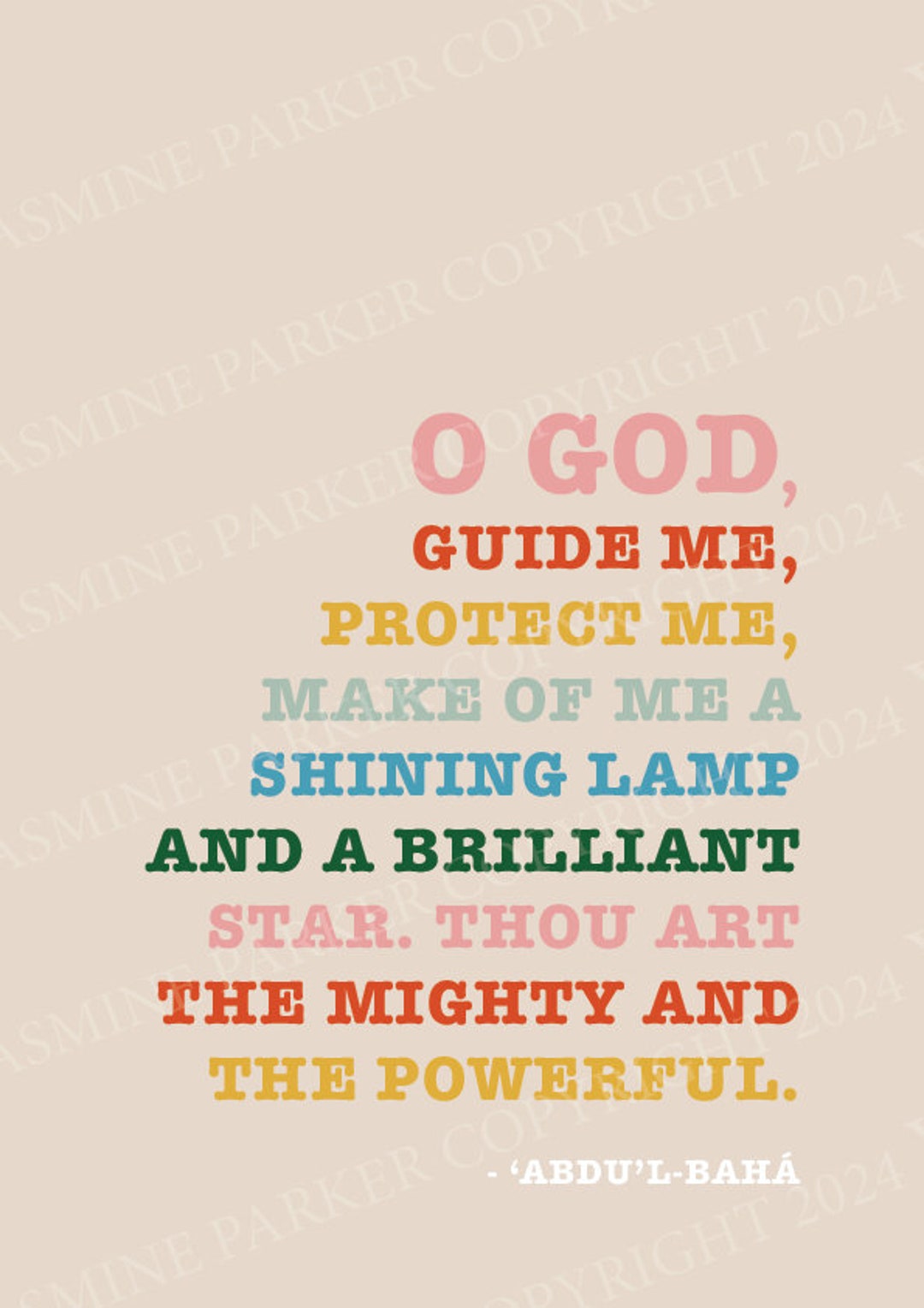 Digital Download Baha'i Prayer // O God, Guide Me Prayer // A4 A3 - Etsy