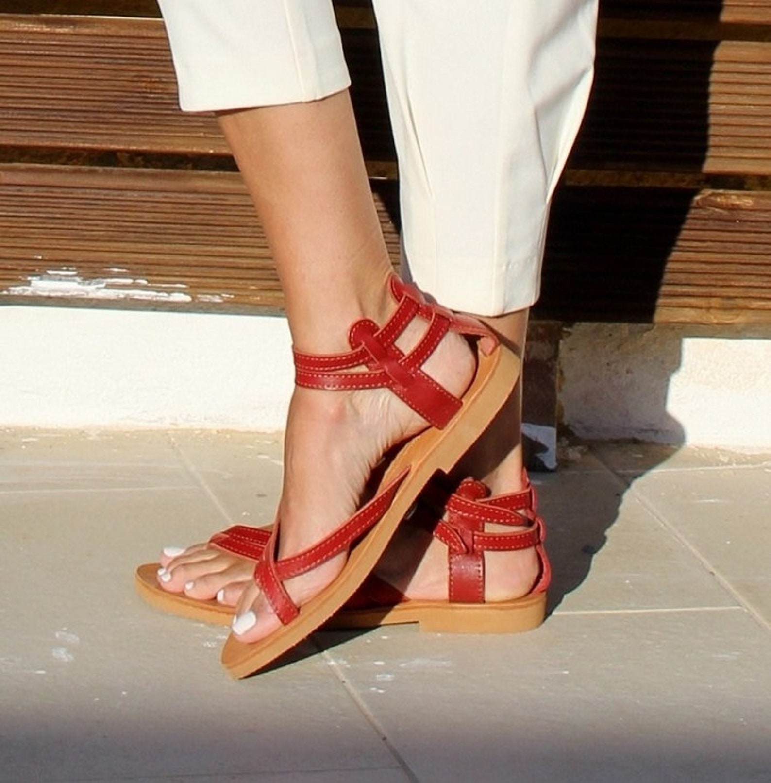 Gladiator Sandals Ancient Greek Leather Sandals Handmade From - Etsy