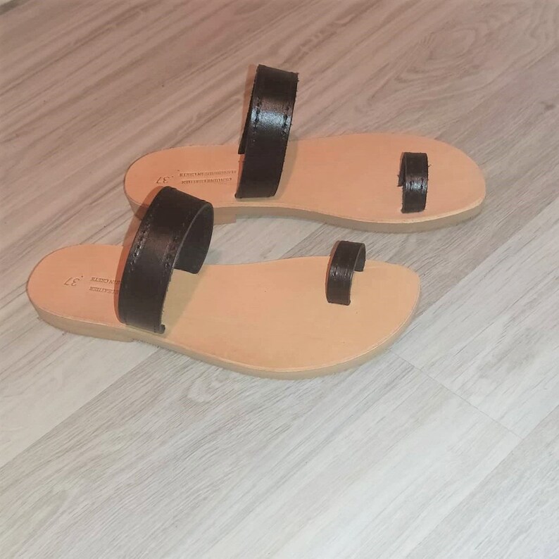 Toe Ring Sandals Greek Style Flat Sandals Leather Summer - Etsy