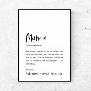 Printable Poster Karte "Mama" Definition | Art Print Bild zum ...
