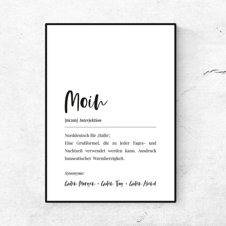 Printable Poster Card "moin" Definition | Art Print Card to Print, Self ...