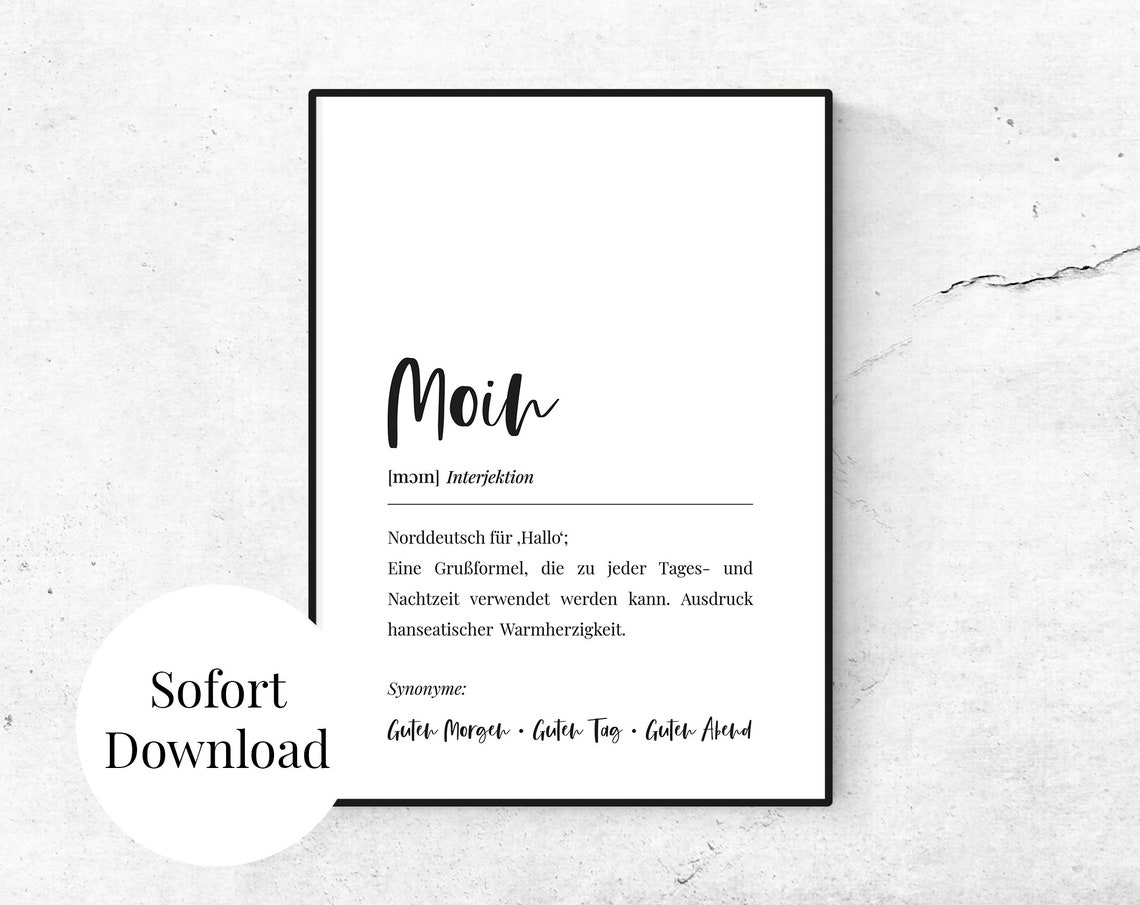Printable Poster Card "moin" Definition | Art Print Card to Print, Self ...