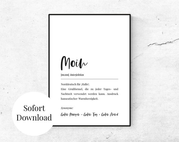 Printable Poster Karte Moin Definition Art Print | Etsy