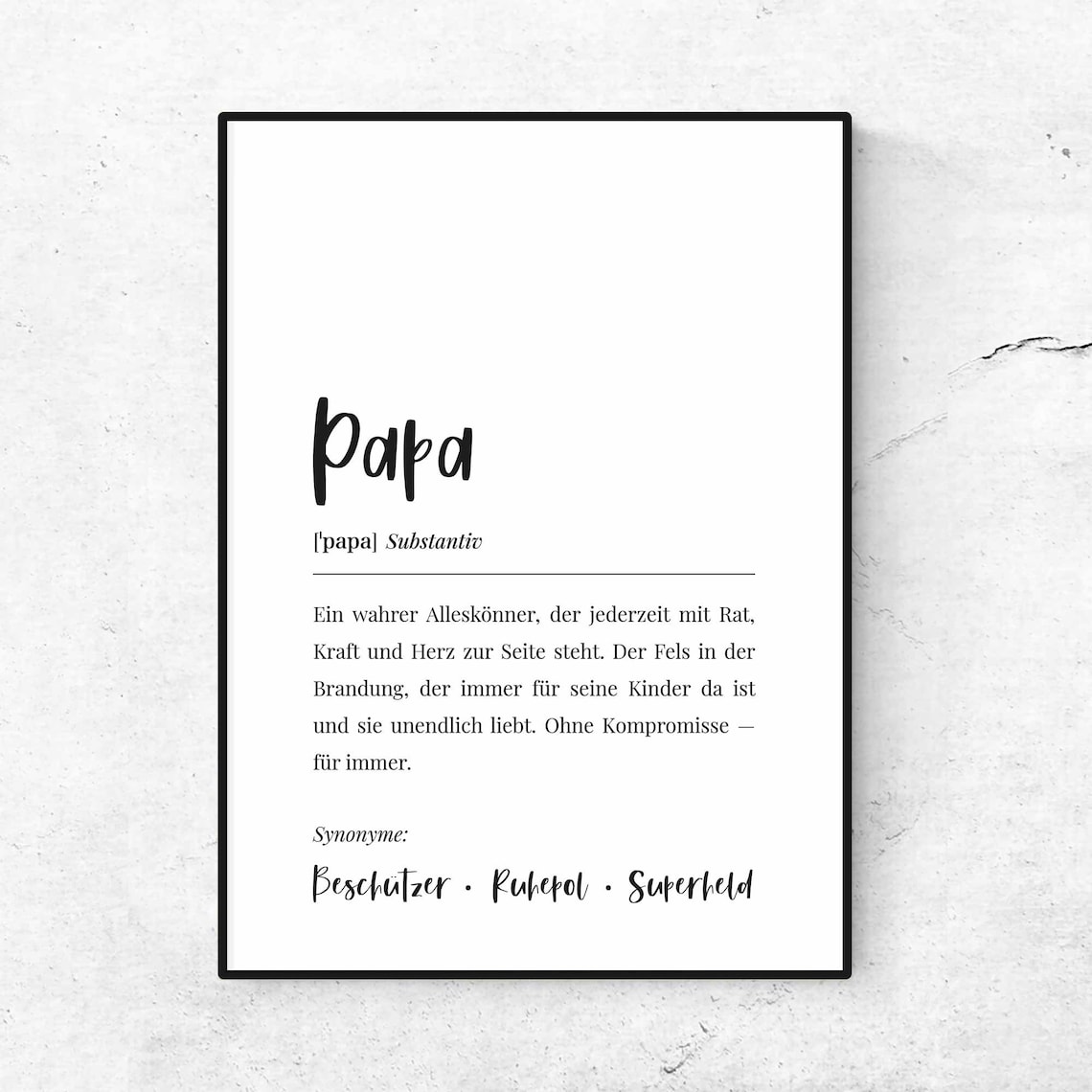 Printable Poster Karte "Papa" Definition | Art Print Karte zum ...