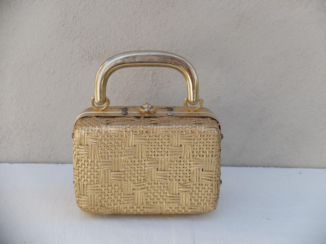 Vintage Purse / Vintage Gold Purse / Vintage Box Purse / Gold Box Purse ...