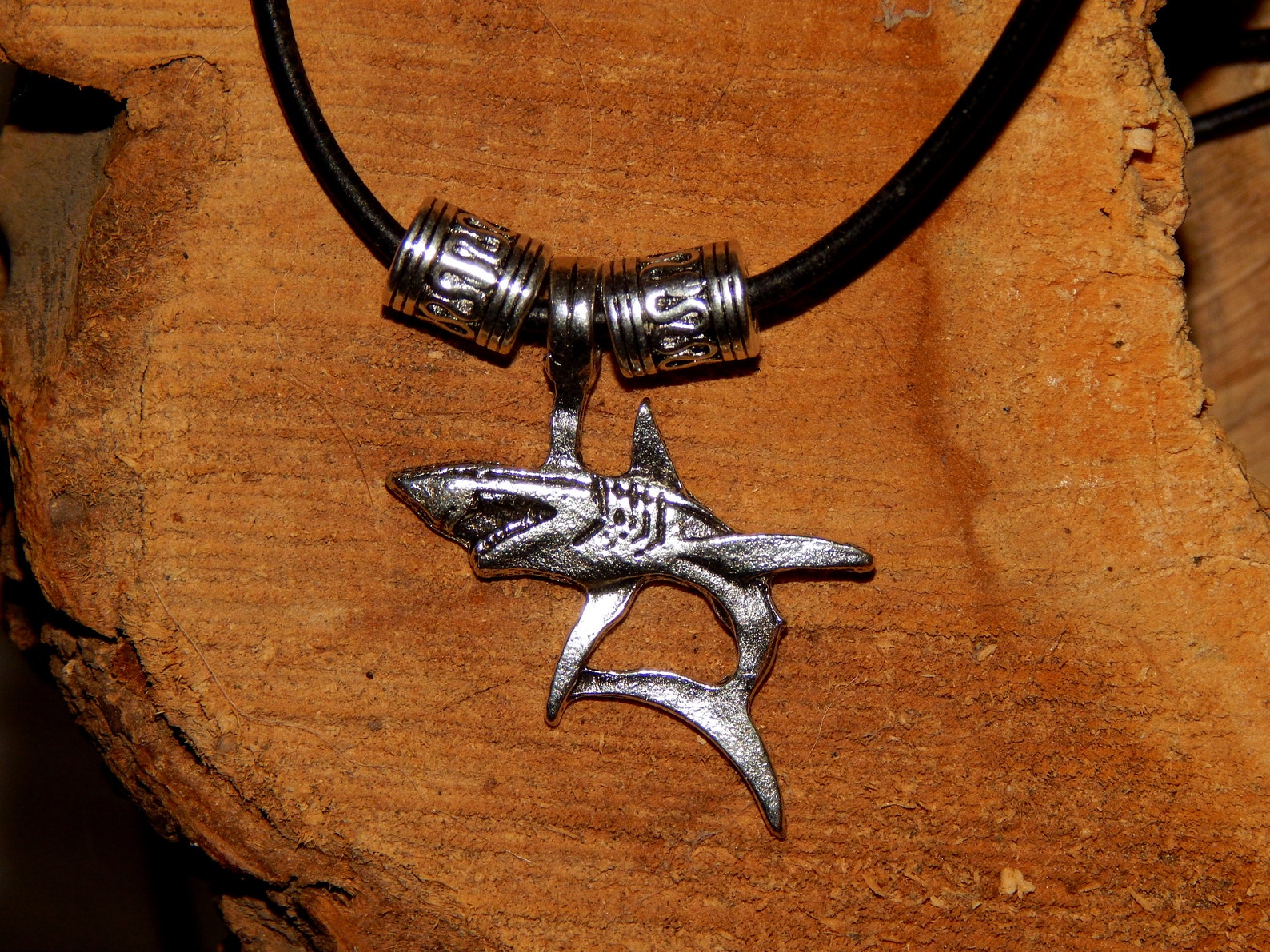 Surfer Chain Leather Chain With Shark Pendant - Etsy