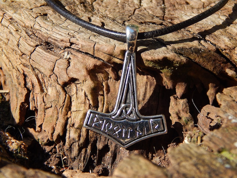 Thor's hammer with inscription in runes | Etsy