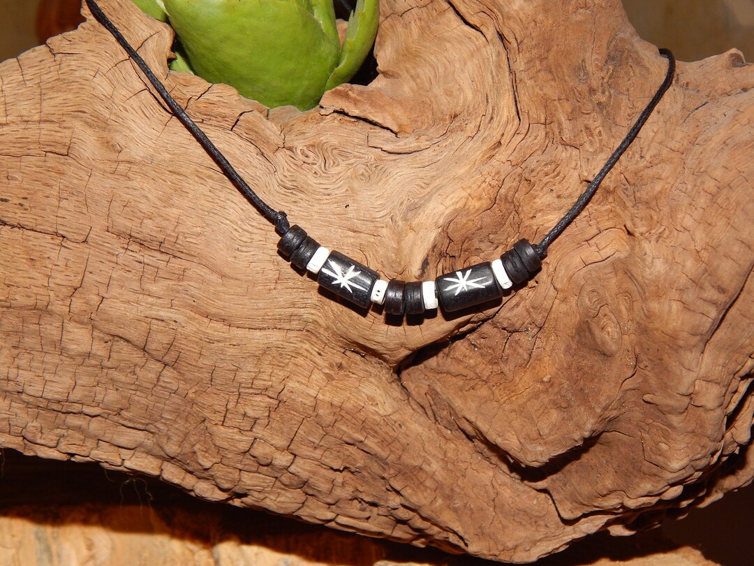 Collares surferos de cuentas de coco y hueso, joyería natural, 2 ...